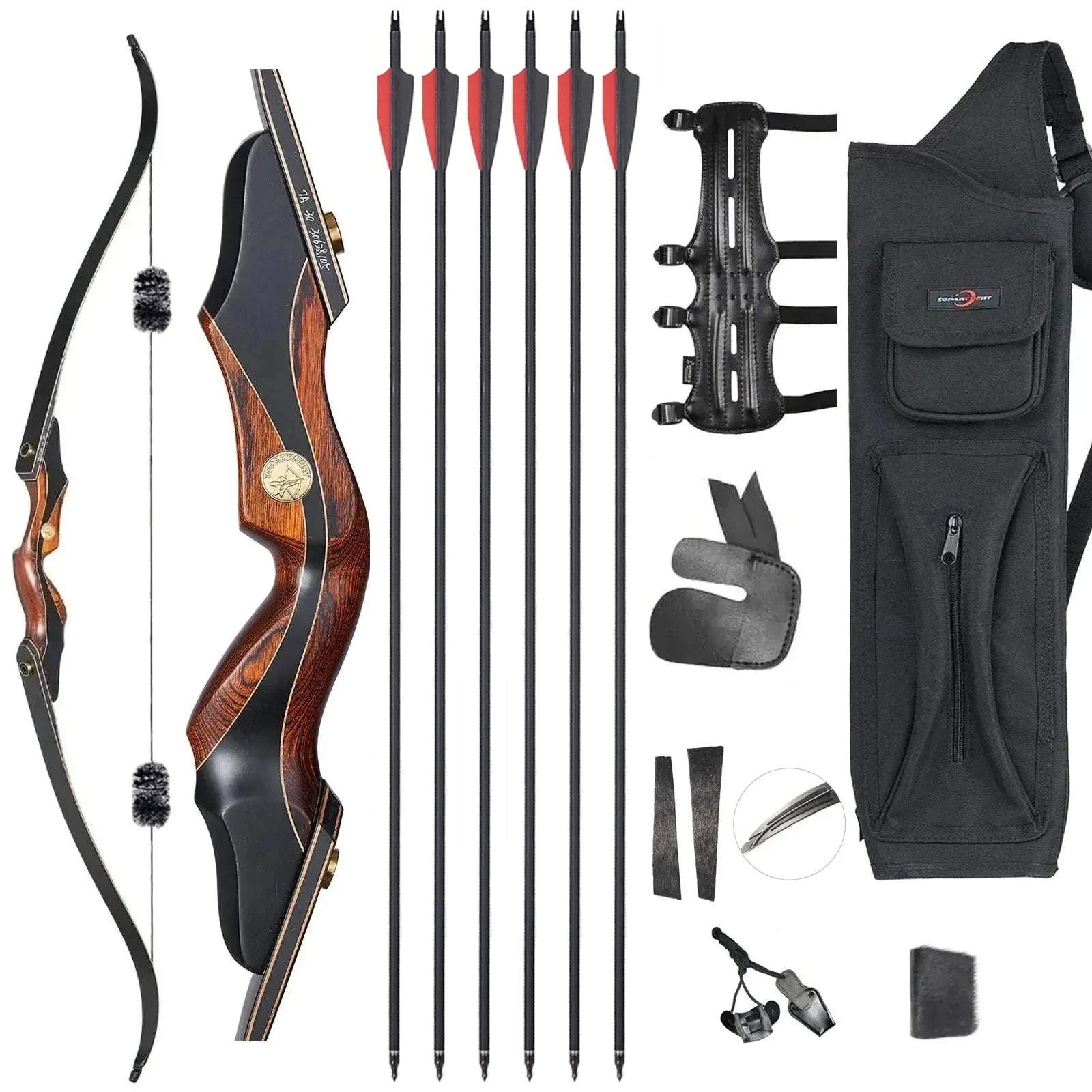 60" Takedown Recurve Bogenschießen Bogen und Pfeile Set Laminierter Ja ...